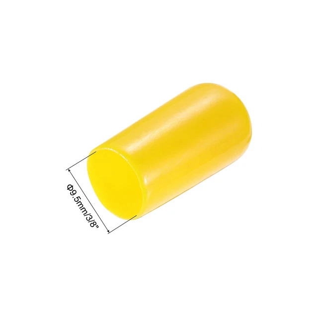 50PCS RUBBER END Caps 9.5mm ID Vinyl PVC Screw Thread Protectors Yellow ...