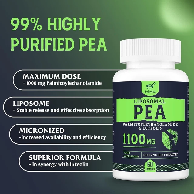 LIPOSOMAL PALMITOYLETHANOLAMIDE 1100MG Micronized Pea 60 Softgels (Pack ...