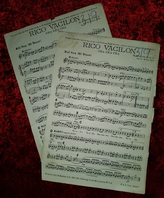 RICO VACILON CHA-CHA-CHA Spartiti (2°/4° Sax Tenore). Ref00069 EUR 11,87 - PicClick IT