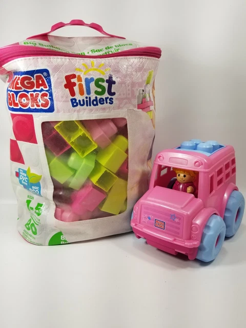 MEGA BLOKS FIRST Builders Big 80+pc Kid Blocks Set Plus Truck Play ...