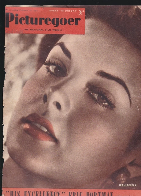 JEAN PETERS, A4 Size Cover page for Picturegoer Magazine, Feb 10 1952 £ ...