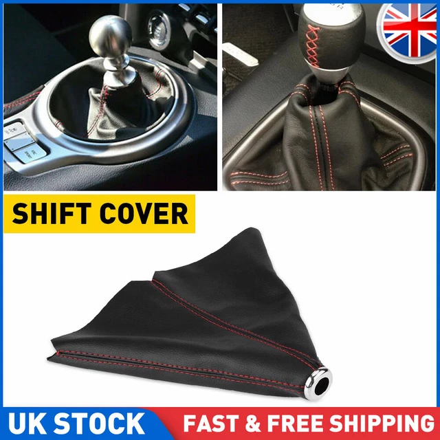 2X PU LEATHER Black Car Auto Gear Shift Knob Shifter Boot Cover Cap ...