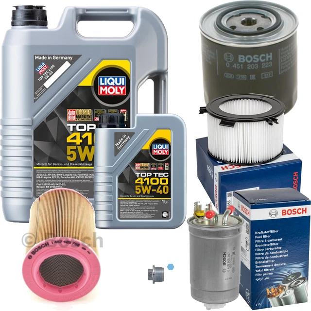 BOSCH INSPECTION SET 6L Liqui Moly Top Tec 4100 5W-40 pour VW Transporter Iw EUR 137,57 ...