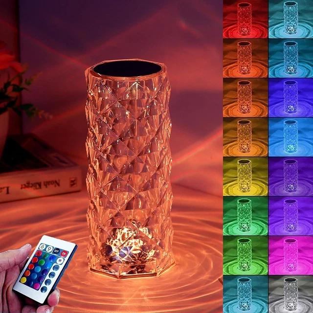 CRYSTAL DIAMOND TABLE Lamp: 16 Color Touch Control LED for Romantic ...