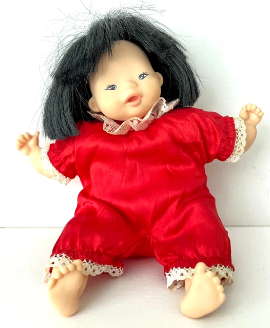 MIELER DOLLS VINTAGE Black Hair Doll with Open Eyes and Red Dress ...