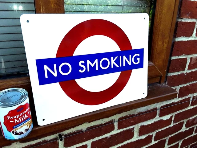 LONDON UNDERGROUND NO SMOKING REAL ENAMEL SIGN LARGE 15"x11 inches 1.3 ...