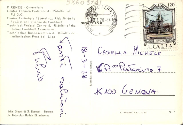 CARTOLINA POSTCARD CALCIO Centro Tecnico Federale RIDOLFI Coverciano (2 ...