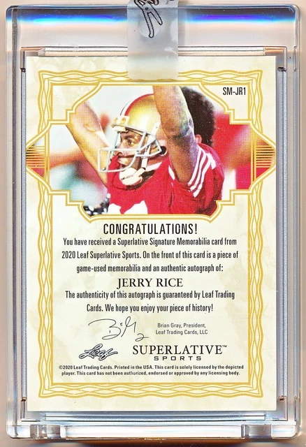 2020 FOGLIA SUPERLATIVA Jerry Rice Toppa Spettro Blu Platino Auto #SM ...