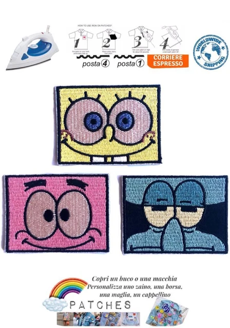 PATCH SPONGEBOB SQUIDDI Patrick toppa termoadesiva spugna iron on stella cartoon EUR 2,49 ...