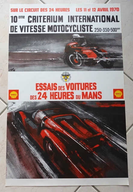 Affiche Originale Essai 24 Heures Du Mans 1970 Poster Test 24h00 Du