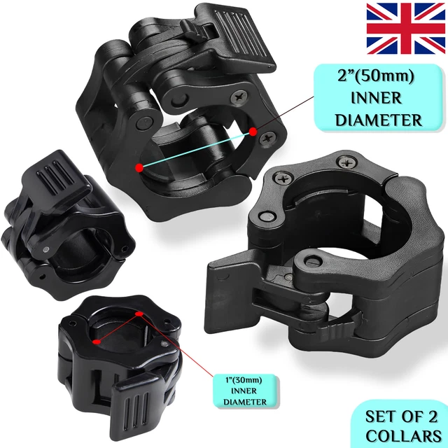 BARBELL DUMBBELL CLAMP Clips Weight Bar Locks Olympic 1" 2" Spinlock ...