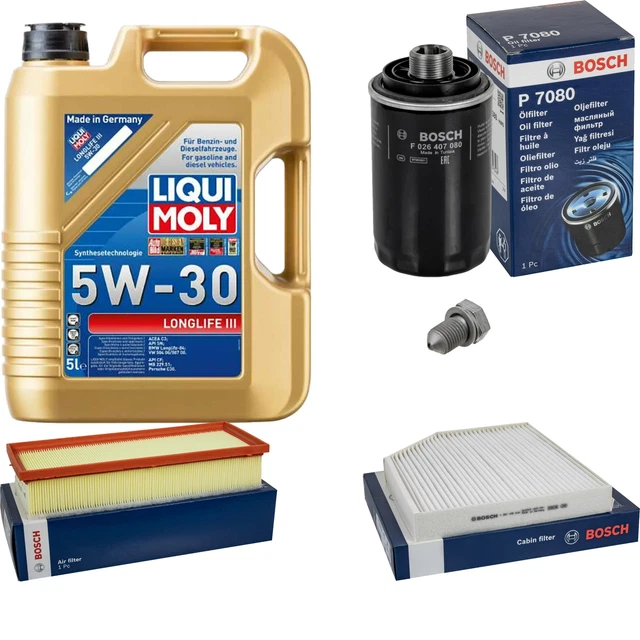 BOSCH INSPECTION SET 5 L Liqui Moly Longue Vie 3 5W-30 pour Audi A4 Avant 1.8 EUR 127,25 ...