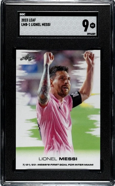 LIONEL MESSI INTER Miami MLS Rookie Card Leaf 1st Goal #LMB-01 SGC 9 ...