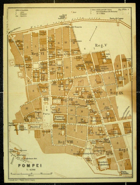 Pompei Antica Mappa Della Città Vecchia Datata 1931 Eur 1500 Picclick It