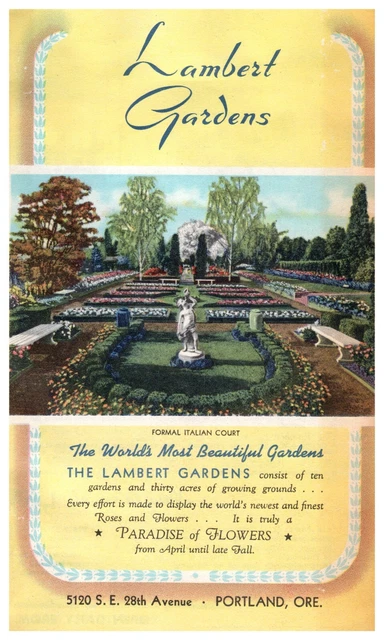 1960S LAMBERT GARDENS Portland Oregon Brochure Burton Court Italian ...