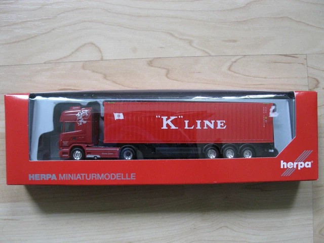 HERPA H0 158947 Scania R09 TL Container-Sattelzug mit Container "K-Line ...