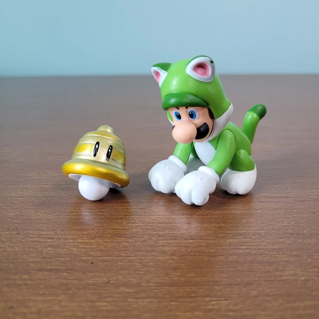 FIGURINE SUPER MARIO Cat Luigi & Super Bell Jakks Pacific 2,5" World of ...