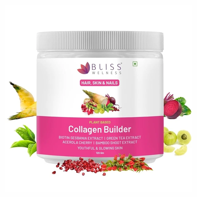 BLISS WELNESS PLANT Based Collagen Builder Powder | Biotin Vitamin C ...