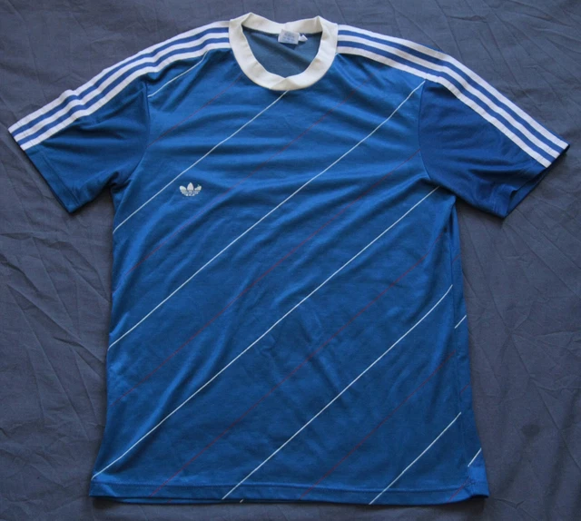 ADIDAS FOOTBALL SHIRT Template 80s Vintage Retro Jersey Trikot Blue ...