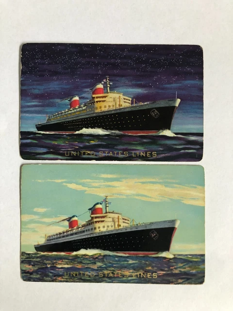 UNITED STATES LINES Cruise Ship Advert Artist Vintage Retro 2 Playing ...