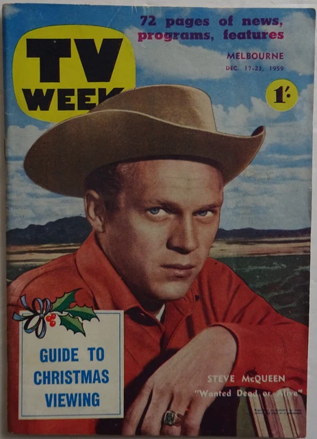 VINTAGE TV WEEK Magazine December 17, 1959 Steve McQueen, Wanted Dead ...