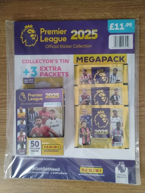 PANINI PREMIER LEAGUE 2025 Official Stickers MegaPack (Collector's Tin ...