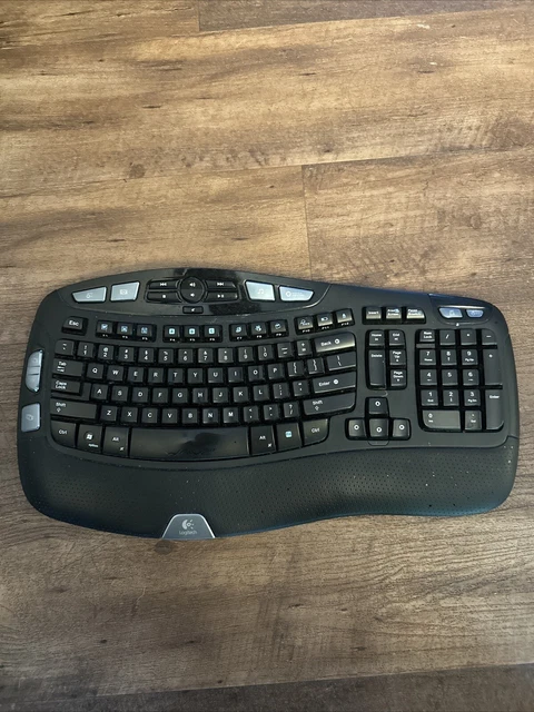 LOGITECH ERGONOMIC BLACK Wireless Wave Unifying Keyboard K350 w/o ...