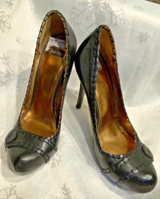 STUNNING BERTIE BLACK Leather High Stiletto Heel Court Shoes UK6 EU39 ...