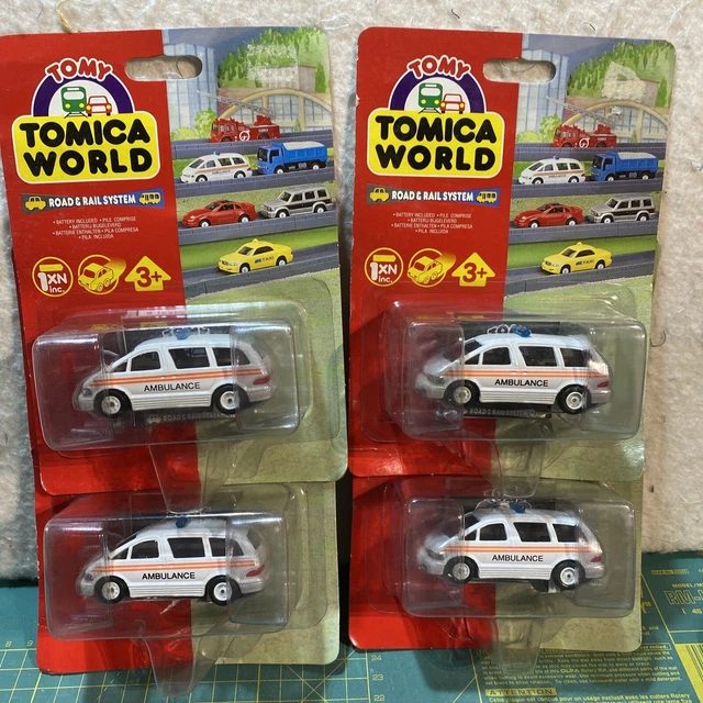 TOMY TOMICA WORLD Road & Rail System Ambulance 4 Models In Original ...