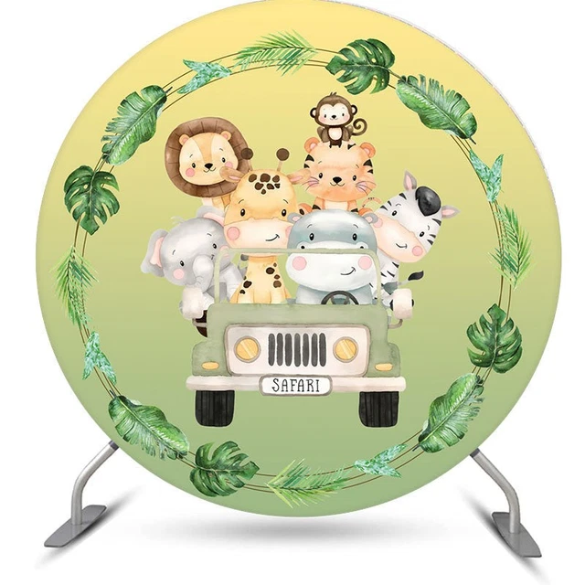 SAFARI ANIMALS AND Car Round Baby Shower Backdrop Kit $35.97 - PicClick AU