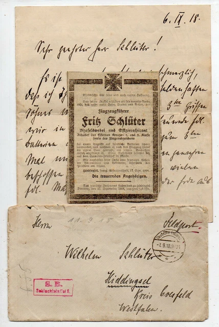 VINTAGE GERMAN WW1 Letter+Newspaper Cutting-Death Of Flightleader ...