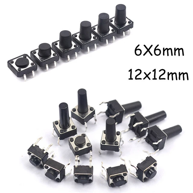 6X6MM /12X12MM MOMENTARY Tactile Push Button Switch PCB Mounted SPST ...