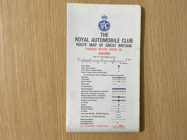 RAC ROUTE MAP of Great Britain. Through routes based on Oxford. £1.35 ...