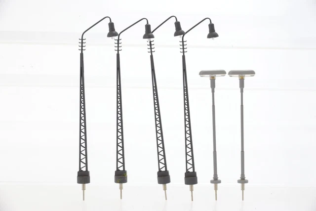H0 BRAWA 4X 84015 Gittermast 2x 84017 Bahnsteigleuchten Stecksockel ...