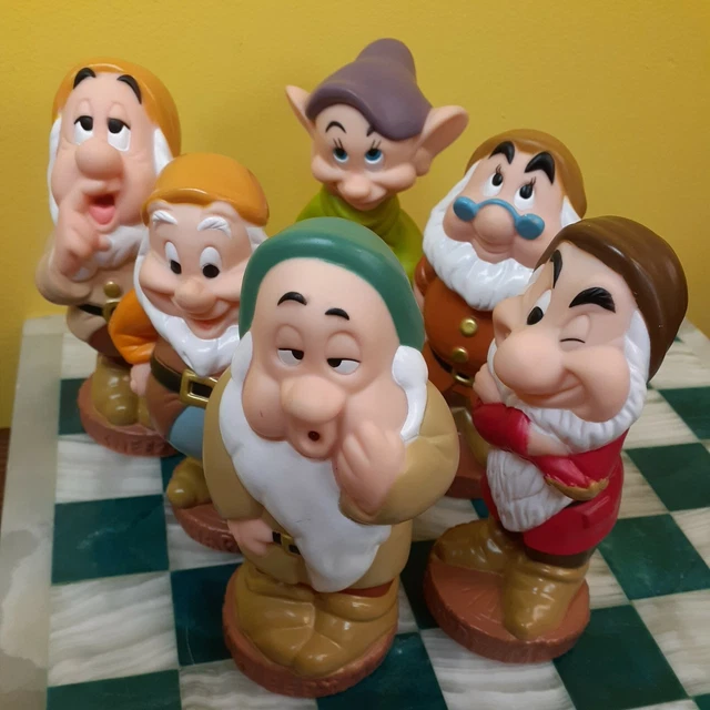 DISNEY SNOW WHITE Figure Lot (6) Dwarf Figurines 5" Inch Squeak Toys ...