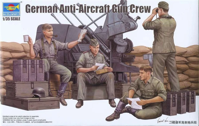 TRUMPETER MODEL KIT 1/35 WWII German Anti-Aircraft Gun Crew (4 figures ...