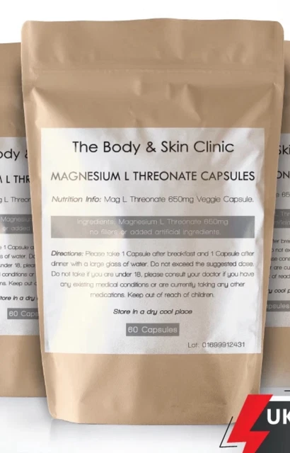 MAGNESIUM L THREONATE Capsules 650mg Clean No fillers Pure Magnesium-L ...