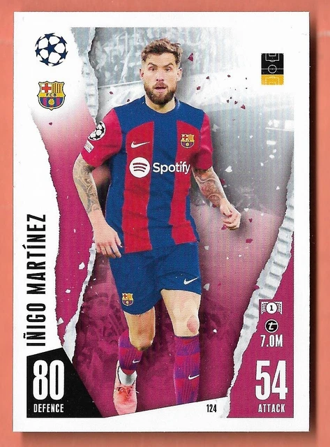 TOPPS MATCH ATTAX 2023-2024 CARD N.124 Iñigo Martínez FC Barcelona Base ...