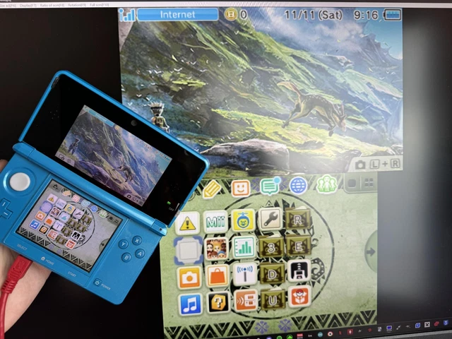 IN-BUILT USB CAPTURE CARD Monster Hunter 4G Nintendo 3DS Console 16gb ...