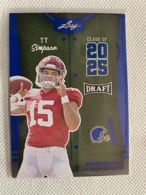 #85 TY SIMPSON 2023 Leaf Draft Football BLUE RC CLASS OF 2025 ALABAMA ...