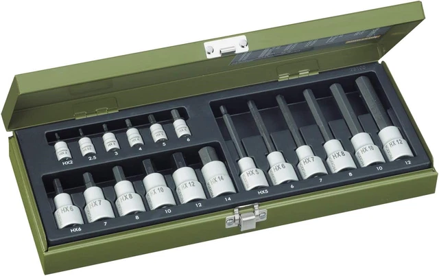 PROXXON HEX 23100 Hexagonal Socket Spanner Set 1/4-Inch and 1/2-Inch 18-Piece £80.22 - PicClick UK