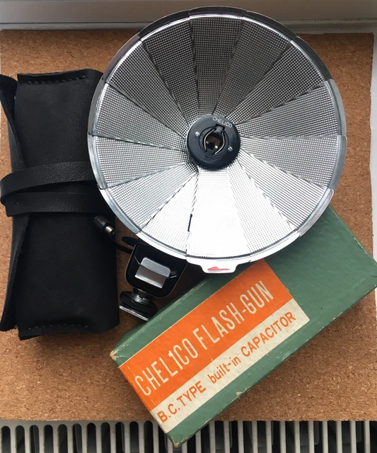 VINTAGE PHOTOGRAPHY CHELICO Flash Gun Original Box Leather Case $31.93 ...