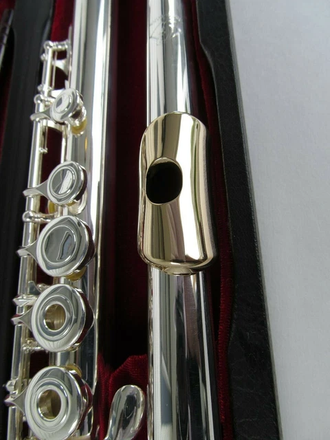 NEW GEMEINHARDT 3SB -NG1 SOLID SILVER Flute, GOLD LIP Open-Hole B-foot ...