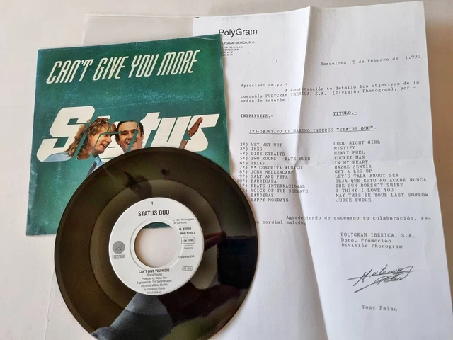 STATUS QUO - Can't give you more 7'' Vinyl Germany/ Spain PROMO FACTS ...