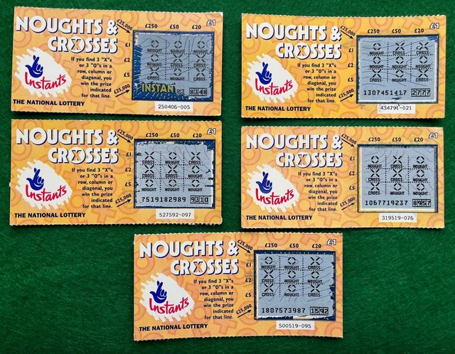 WINNING NATIONAL LOTTERY Vintage Scratch Cards. £1, £2, £5, £20 & £50 £ ...