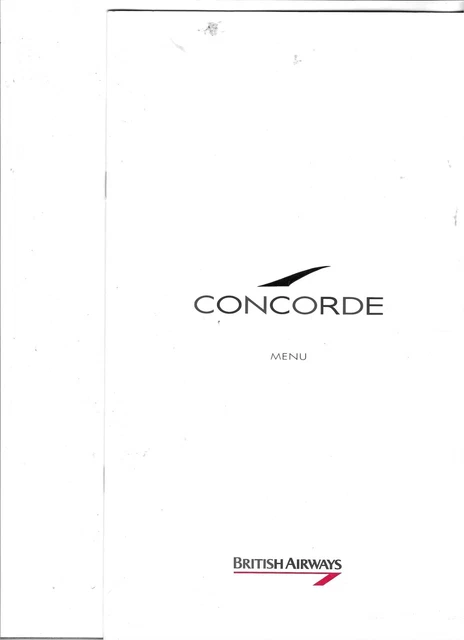 BRITISH AIRWAYS THE Concorde Charter Menu # 5 £10.00 - PicClick UK