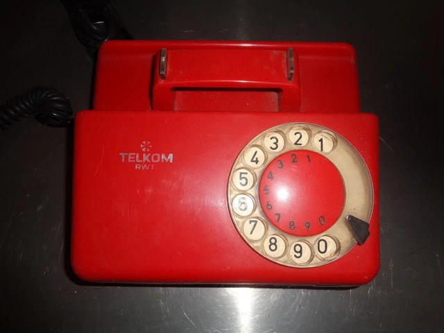 VINTAGE 1986 POLISH Telkom RWT Elektrim Rotary Telephone Red EUR 25,00 ...