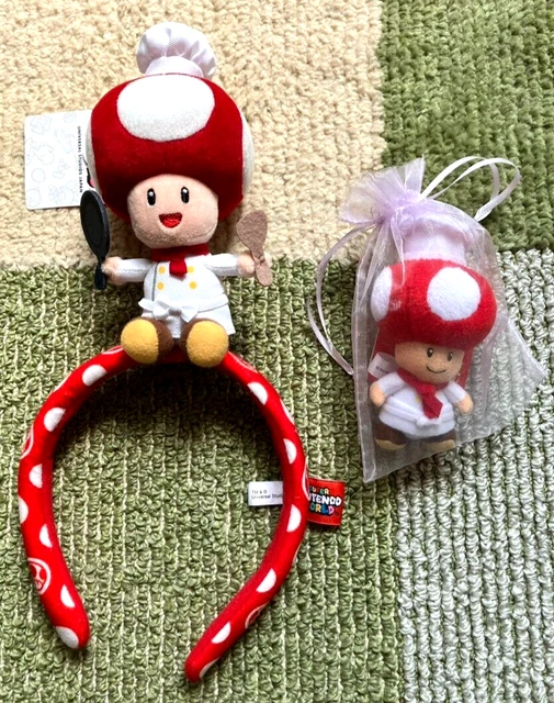 USJ SUPER NINTENDO Limited World Chef Kinopio Toad Headband & Plush ...