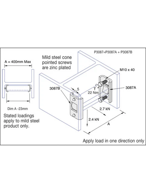5X UNISTRUT BEAM Clamp Bracket Hot Dip Galvanised Clip P3087 Pack Set ...