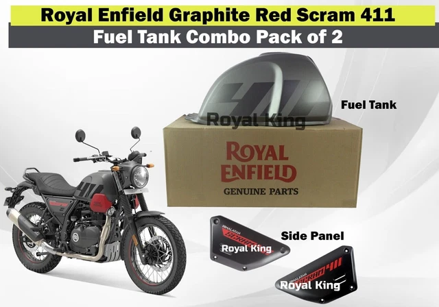 ROYAL ENFIELD GRAPHITE Red Scram 411 "Petrol Fuel Gas Tank Combo ...